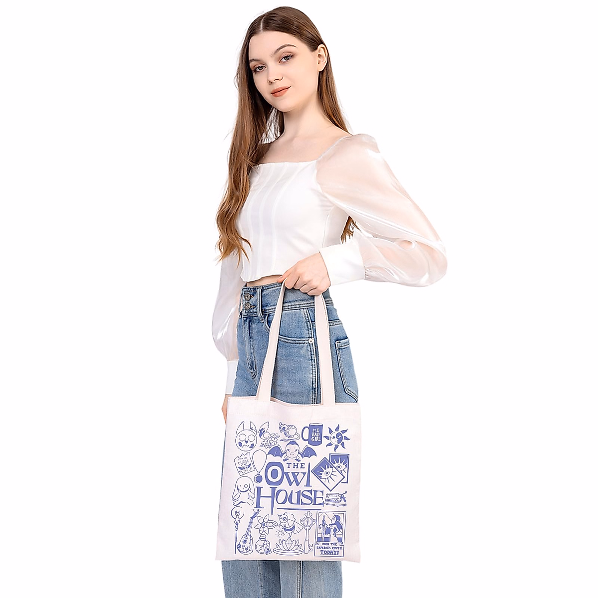 MEIKIUP Owl Inspired Gift Owl Characters Makeup Bag Tote Bag Hexside Magic Gift (owl tote bag)