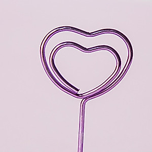 YESBAY 20pcs Place Card Holders Table Card Display Holder Heart Round Shape Table Number Holders Metal Stand for Wedding Events More Securely Display Tables Cards Name Menus Anniversary Decor Purple