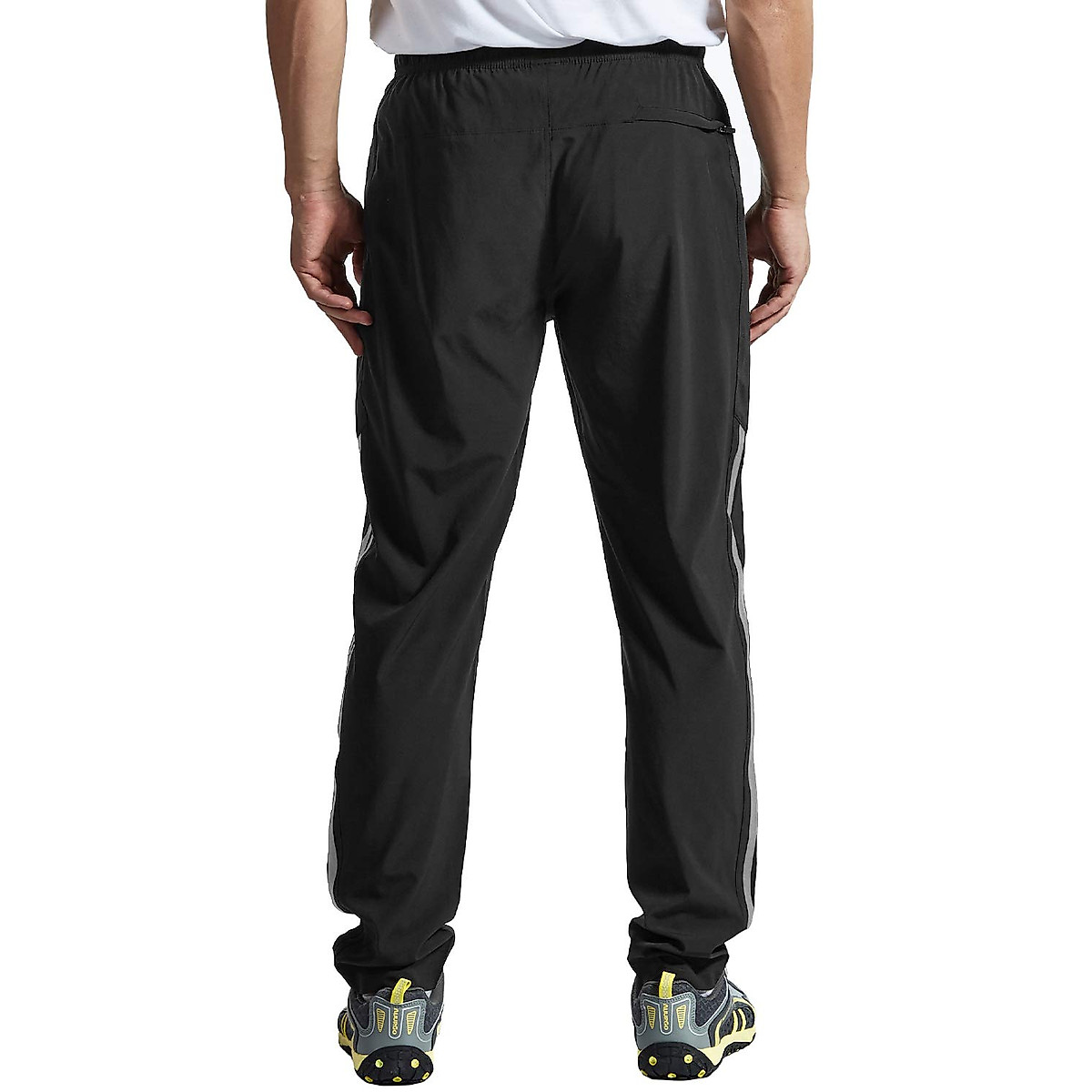 BGOWATU Men's Sweatpants Zipper Pockets Lightweight Exercise Pants Running Workout Sports (Black US L)