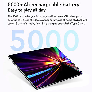 Tablet, 10.1 Inch 1600x2560 IPS Tablet for Android 10.1, 6G RAM 128G ROM Octa Core Portable Tablet, 5G WiFi Network Calling Tablet for Daily Life
