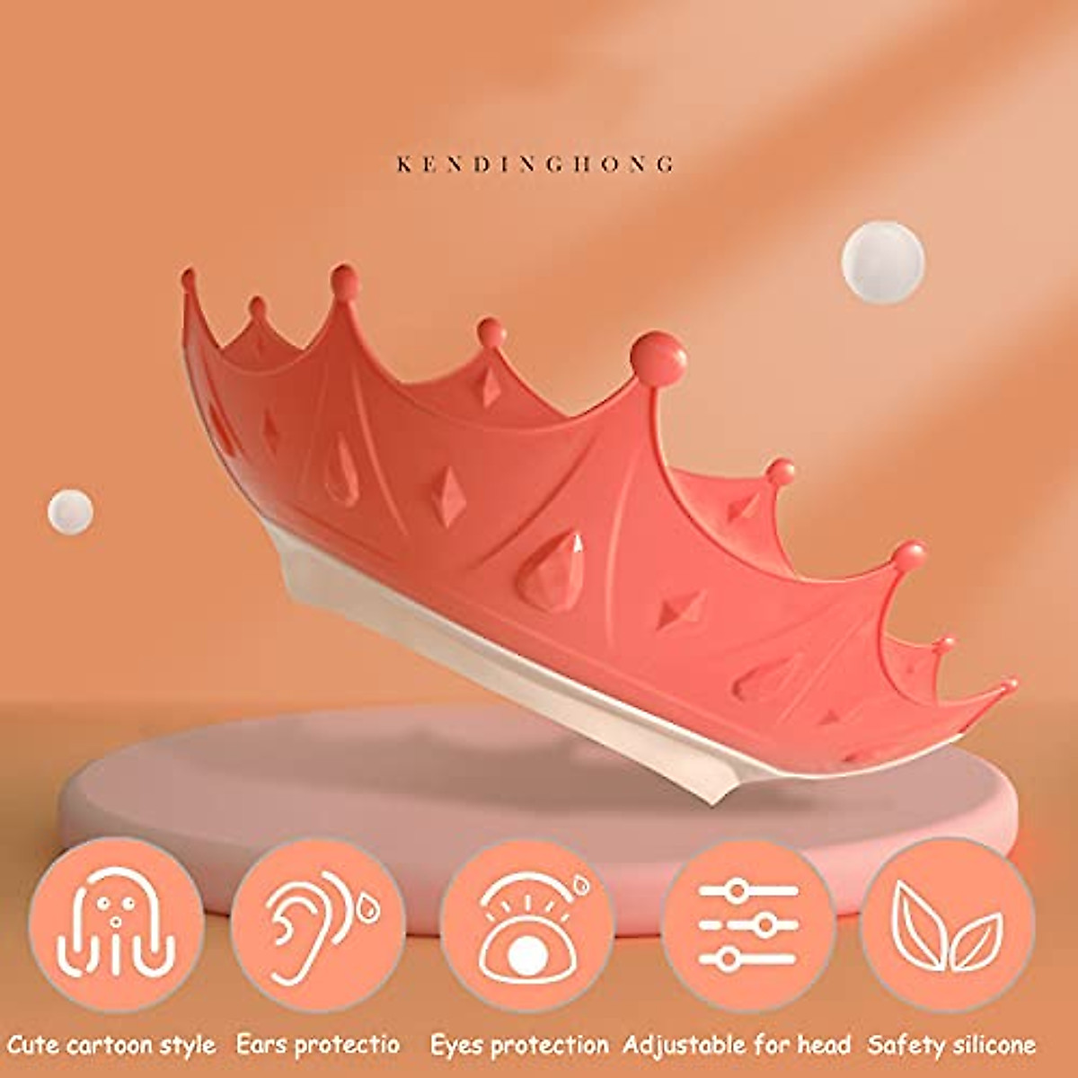 FUSACONY Baby Shower Cap Shield, Shower Cap for Kids, Visor Hat for Eye and Ear Protection for 0-9 Years Old Children, Cute Crown Shape Makes the Baby Bath More Fun (Pink)