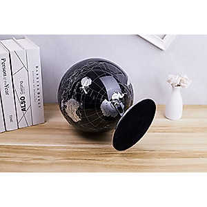 ANNOVA Metallic World Globe Black – Educational/Geographic/Modern Desktop Decoration - Stainless Steel Arc and Base/Earth World - Metallic Black - for School, Home, and Office (10-Inch)