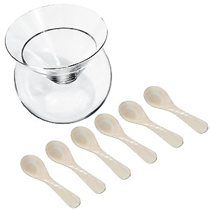 Caviar Serving Set Chiller Server Plus 6 x Hand Craft White Mother of Pearl Caviar Spoon 3" Cocktail Caviar Wine Chiller Martini Glasses