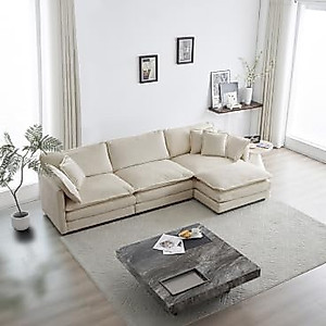 Linyuanwai Chenille Fabric Ottomans Footrest to Combine with 2 Seater Sofa, 3 Seater Sofa and 4 Seater Sofa, Light Coffee