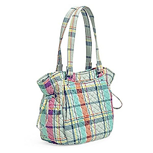 Vera Bradley Women's Cotton Glenna Satchel Purse, Pastel Plaid - Recycled Cotton, One Size