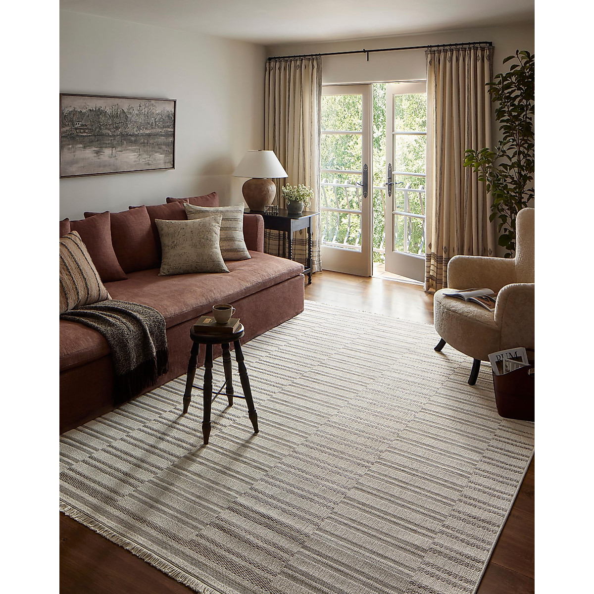 Loloi Amber Lewis x Loloi Malibu Collection MAB-03 Tan / Ivory, 11'-4" x 15', Indoor/Outdoor, Area Rug