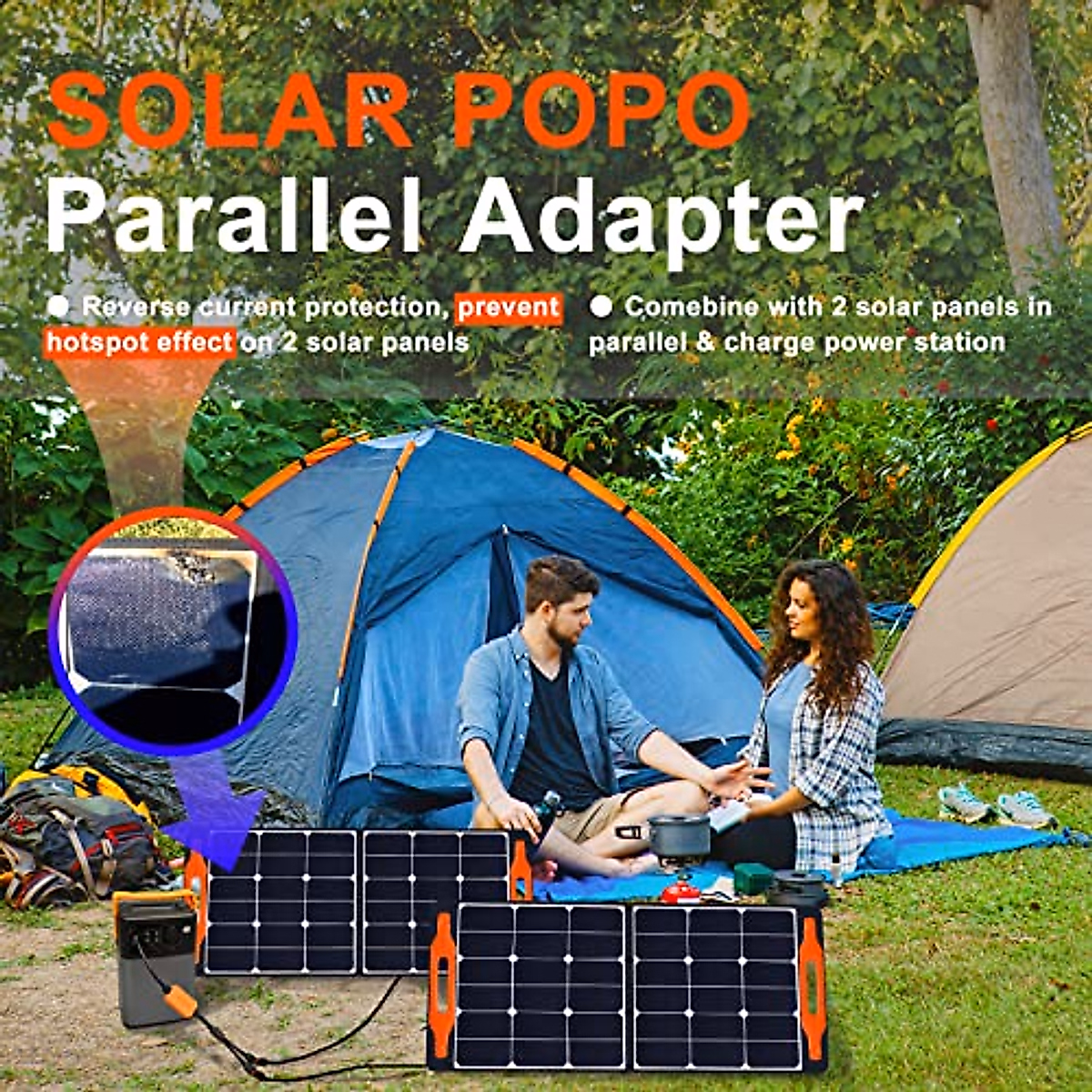 SOLAR POPO Solar Panel Connectors Y Branch Parallel Adapter Cable, 2 in 1 Solar Cable with Reverse Current Protection for Anderson Portable Power Stations Solar Generators Camping RV