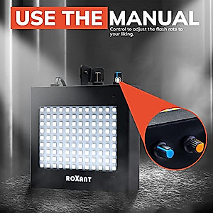 Roxant Pulse Strobe Light Halloween - 108 Super Bright LED Light Bulbs - Manual & Auto Sound Activated | Strobe Light for Parties | Party Lights (Metal Case)