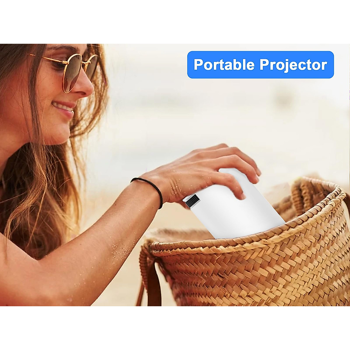 Mini Projector, Magcubic HY300 Auto Keystone Correction Portable Projector, 4K/ 200 ANSI Smart Projector with 2.4/5G WiFi, BT 5.0, 130 Inch Screen, 180 Degree Flip, Round Design, Home Video Projector