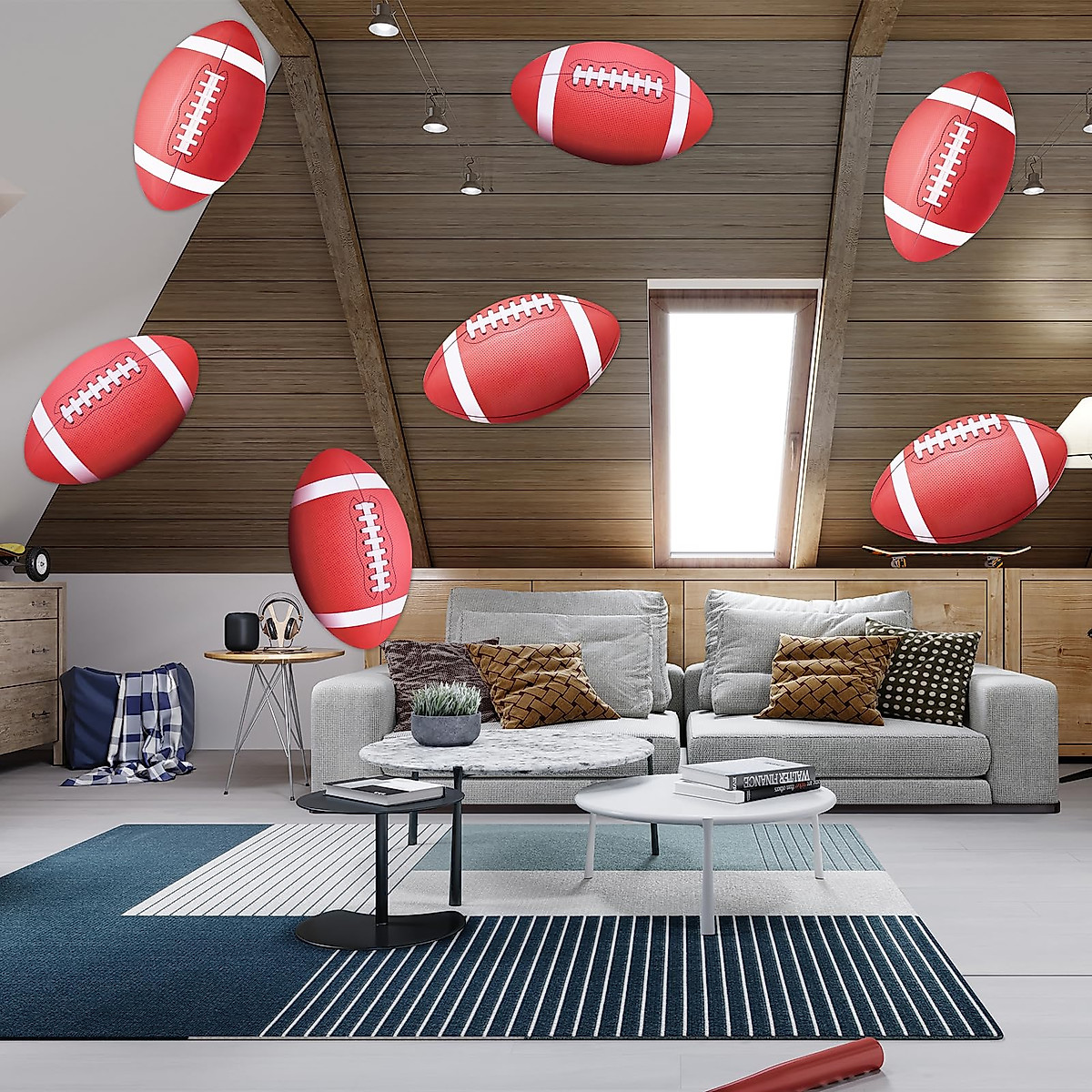 Jspupifip 120 Pcs Football Cutouts,11.8 x 7.1in Large Football Cardboard Bulletin Board Football Paper Cut Outs Sticker Decor with 200 Glue Point Dots for Classroom Sports Football Game Party Supplies