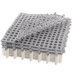 Jucoan 12 Pack Interlocking Non Slip Drainage Floor Tiles, 11.8 X 11.8 Inch Soft PVC Bath Shower Floor Mat with Suctions Cups, Drainage Holes for Bathroom, Kitchen, Pool, Wet Areas