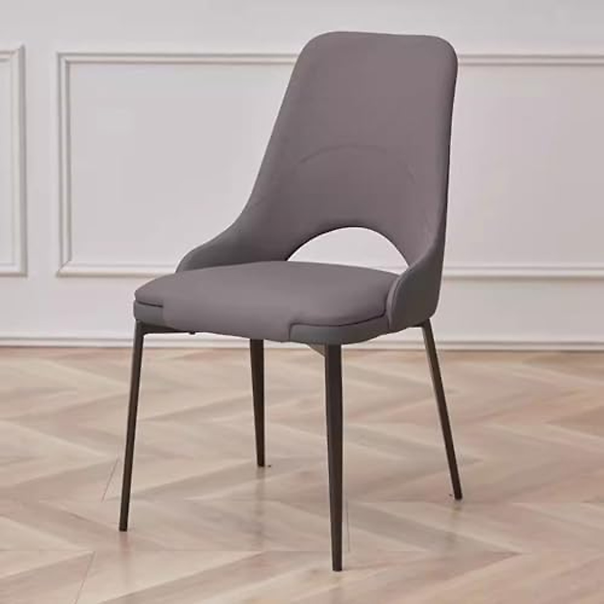 AMENAS WKWKW Kitchen Kitchen Dining Chairs Set of 4 Faux Leather Living Room Side Chairs with Metal Chair Legs for Home Commercial Restaurants(Premium Gray)