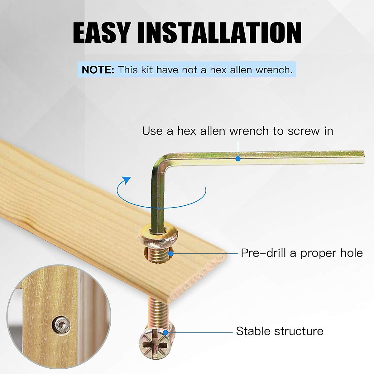 Glarks 100Pcs Zinc Plated M6 x 40/50/60/70/80mm Hex Socket Head Cap Screws Bolts Furniture Crib Bolts with Barrel Nuts Assortment Kit