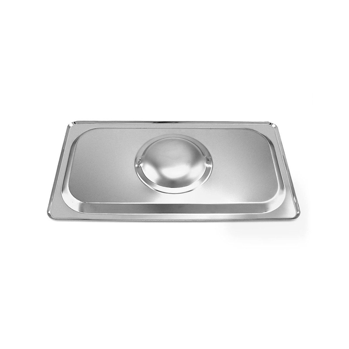 QWORK Solid Pan Lid with Handle, 4 Pack Stainless Steel Steam Table Pan Cover, for 1/3 Size Steam Pans