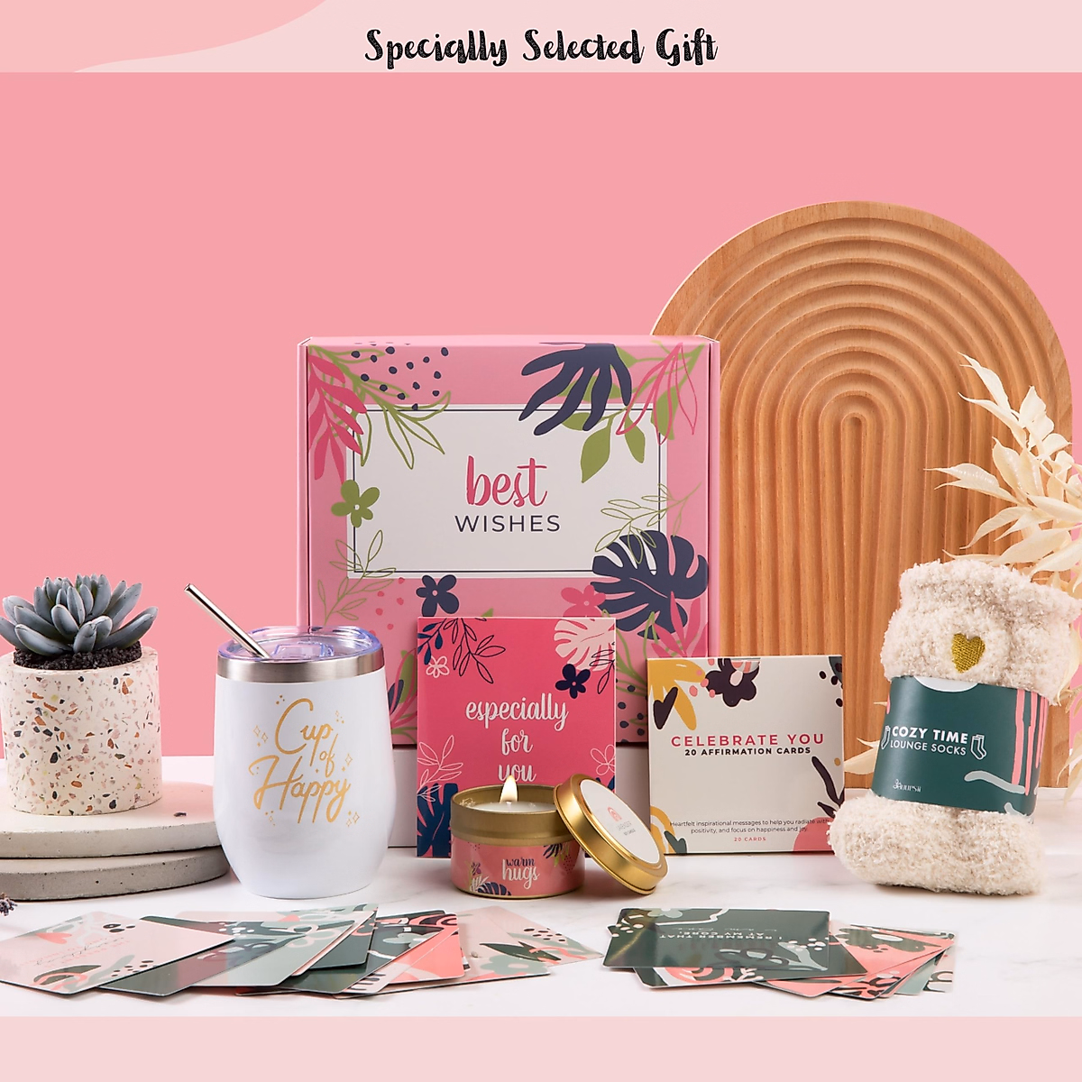 JUUPSii Womens Gift Set, Birthday Gift Baskets for Women, Self Care Package for Women, Relaxing Spa Gifts for Her, Friends, Mom, Wife, Female, Coworker, Sister 12oz stainless