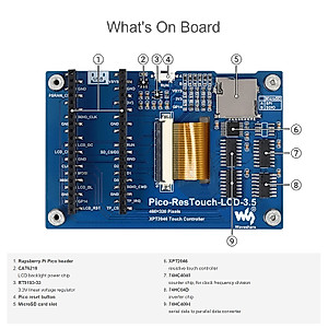 waveshare 3.5 inch LCD Touch Display for Raspberry Pi Pico 480×320 Touchscreen 65K Colors IPS Display SPI Interface for Raspberry Pi Pico
