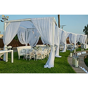 White Drapes Backdrop Decorations - 2 Panels 4.9ftx10ft Sheer Chiffon Curtain Backdrop Drapes Wedding Party Curtain Decoration