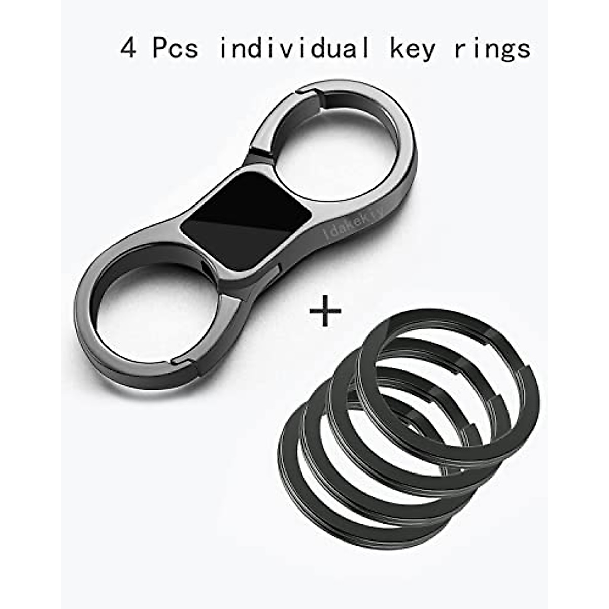 Idakekiy Key Chain Quick Release Spring with 4 Key Rings Heavy Duty Car Keychain Organizer for Men and Women (Dary Grey)