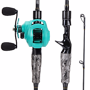 Sougayilang Fishing Rod and Reel Combo, Medium Fishing Pole with Baitcasting Reel Combo, 2-Piece Baitcaster Combo-Grey-5'10'' with left handed reel