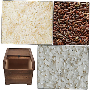 PHENOFICE Solid Wood Rice Storage Box Large Container Food Containers Cereal Containers for Food Storage Food Storage Containers for Pantry Bucket with Lid Wooden Seal Storage Rack