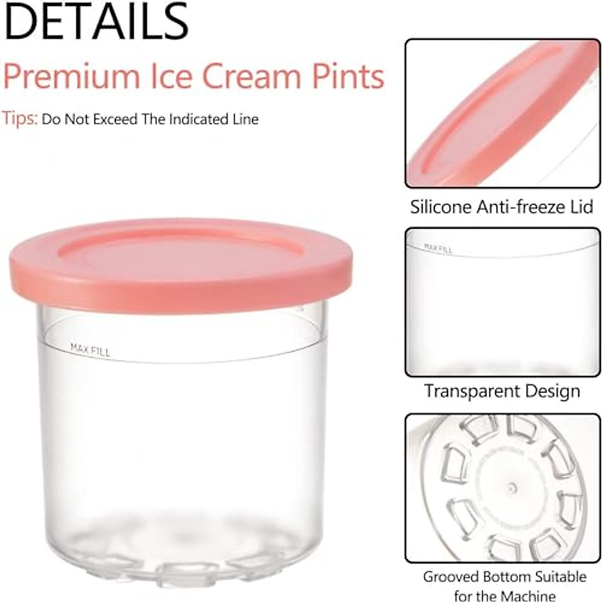 Creami Deluxe Pints, for Ninja Creami Pints,16 OZ Ice Cream Pints Bpa-Free,Dishwasher Safe Compatible NC301 NC300 NC299AMZ Series Ice Cream Maker