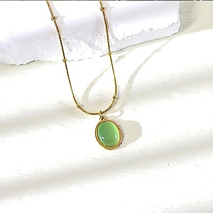 JiuZhou-non tarnish gold necklace, Wedding Anniversary, Birthday Gift for Wife,With Birthstone Pendant, Ideal Chrismas Gifts for Her, Girlfriends, Mom, gold necklaces for women, unique jewelry