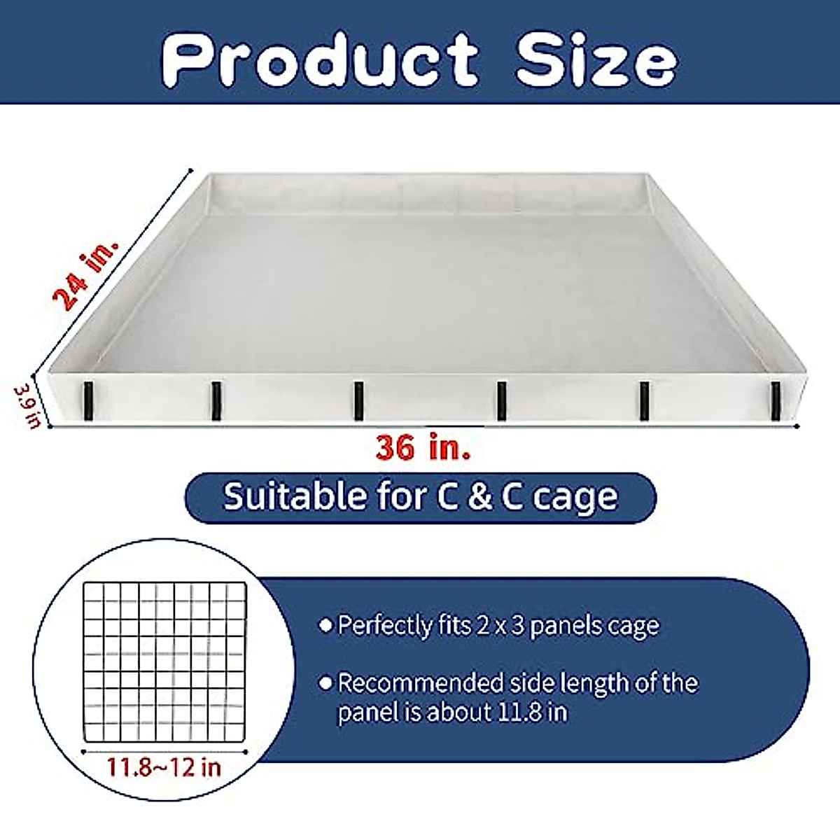 FHTONGE 36x24 Guinea Pig Cage Bottom Tarp for C&C Cage Panel, Waterproof Guinea Pig Cage Liner Base Washable Small Animal Cage Bedding for Hamster Chinchilla Hedgehog Ferret Rabbit Habitat(No Cage)