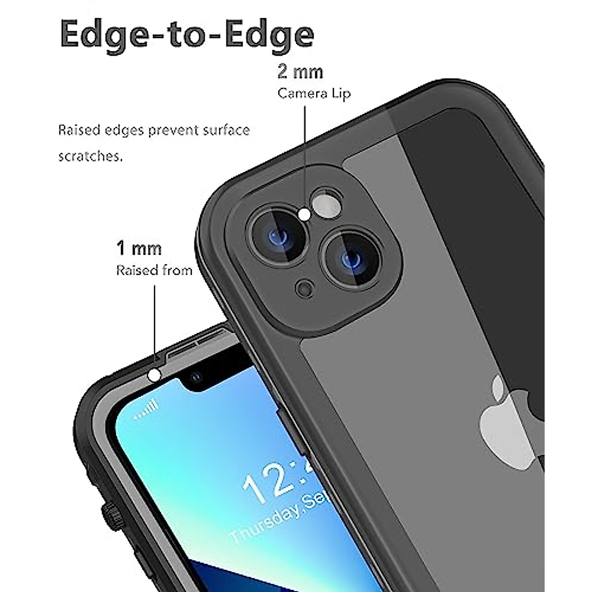 Dewfoam Design for iPhone 13 Mini Waterproof Case, Shockproof Dustproof Phone Case for iPhone 13 Mini with Screen Protector, Full Body Protective Case for iPhone 13 Mini Cover 5.4'' (Black)