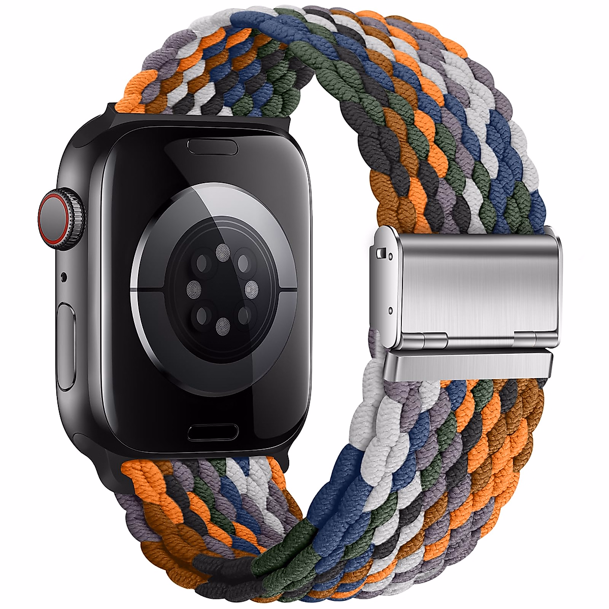 Qimela Compatible with Apple Watch Band 38mm 40mm 41mm 42mm 44mm 45mm 46mm 49mm for Women Men,Sport Solo Loop Strap Stretchy Nylon Braided Wristband for iWatch Series 10 9 8 7 6 SE 5 4 3 Ultra 2 1