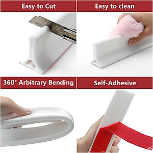 Frantie 67 Inch Collapsible Shower Water Dam Shower Threshold Water Stopper Barrier and Retention System and Keeps Water Inside Threshold Dry and Wet Separation (5.6ft)