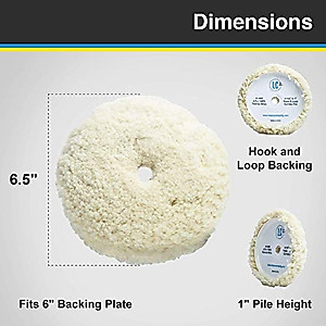 Lake Country Manufacturing 4-Ply 100% Twisted Wool Cutting Pad - Wool Hook and Loop That Fits Backing Plate - Supports Heavy Cutting Application and 1" Pile Height (1 Pack, 6.5")