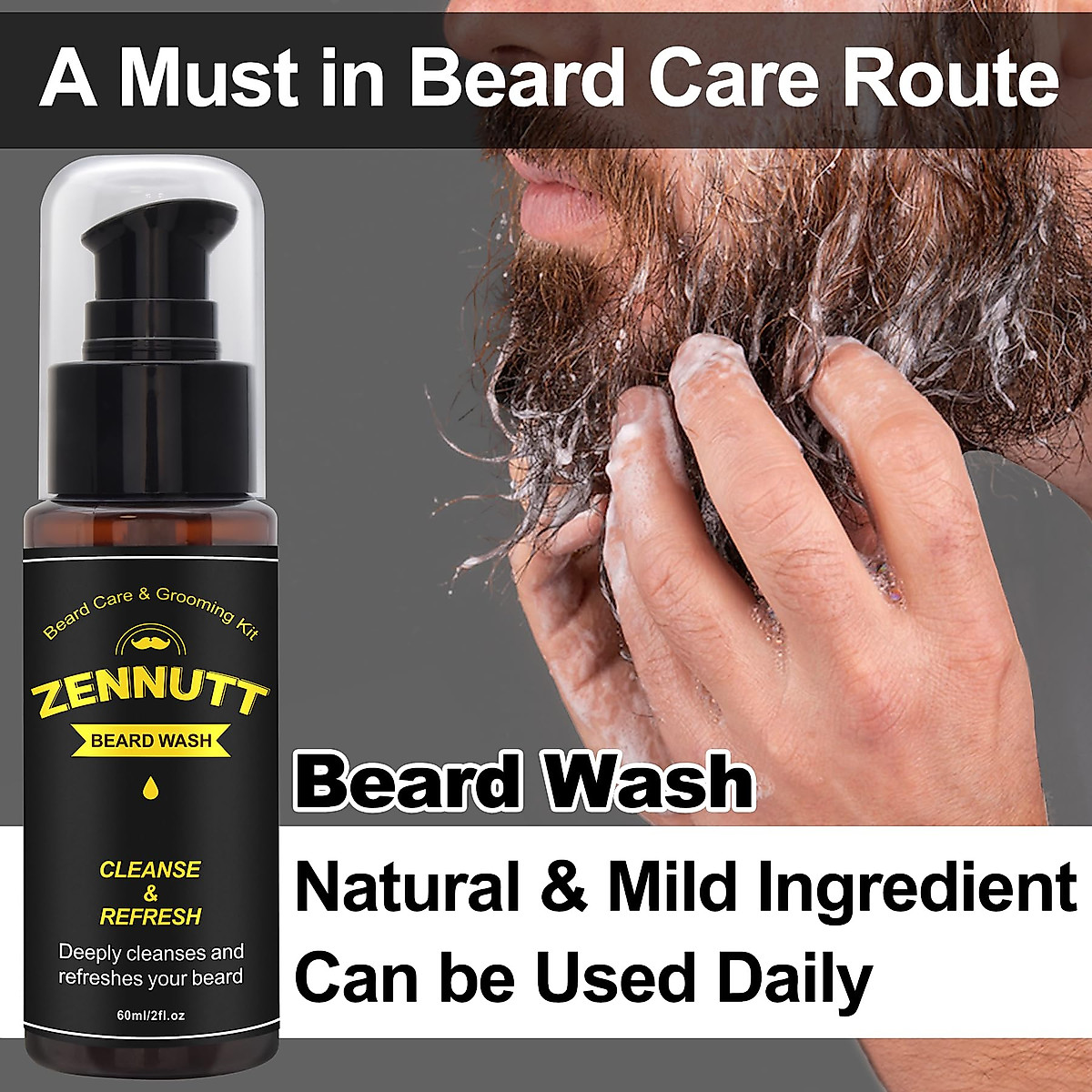 Beard Growth Kit,Fathers Gifts for Men Dad Husband W/Beard Derma Roller,2 Pack Beard Oil,Beard Serum,Wash,Balm,Brush,Comb,Scissor for Beard Grooming Care,Christmas Stocking Stuffers Nail Art Fimo