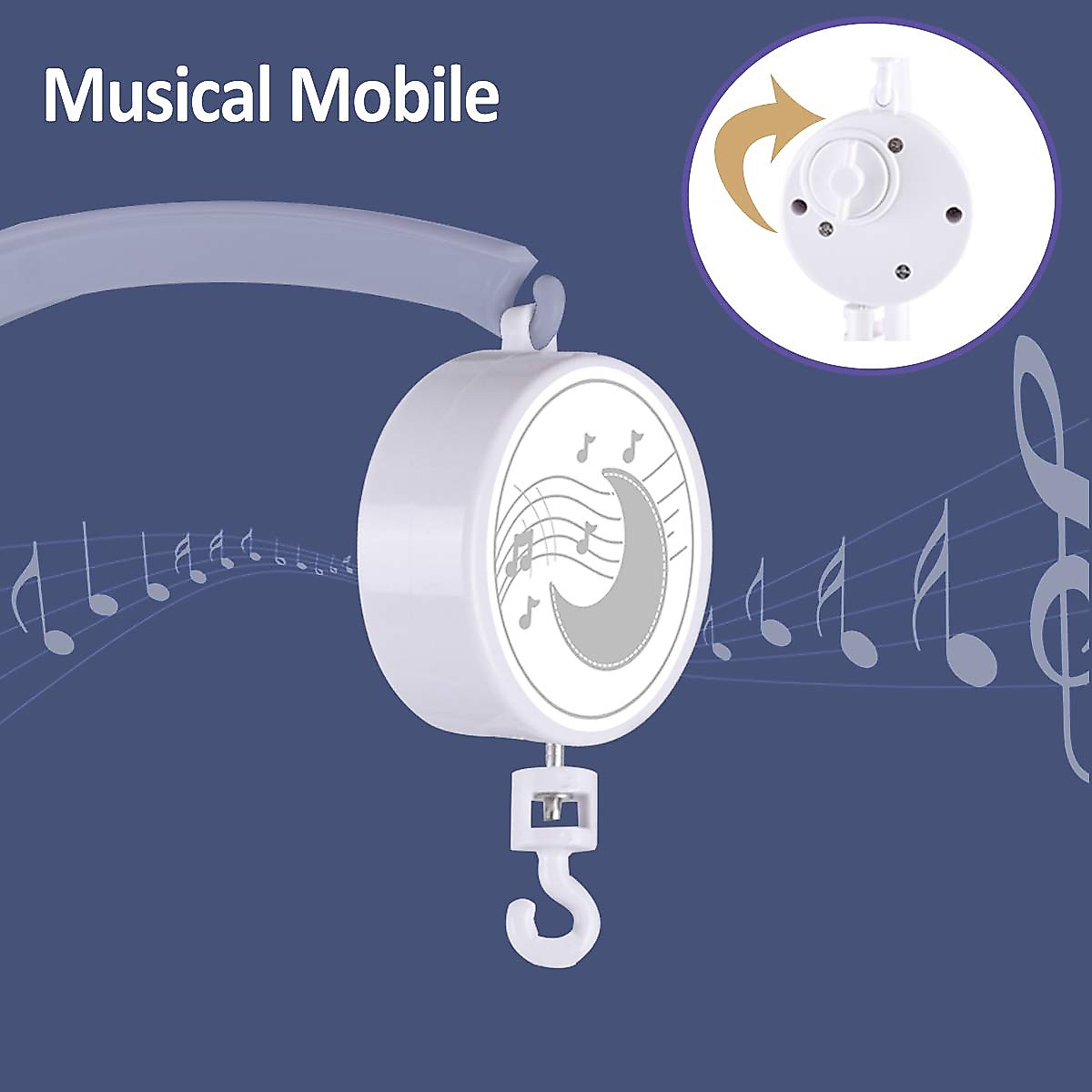 Baby Musical Crib Mobile with 360°Rotation,Hanging Space Theme Nursery Bed Decoration,Gift Toy for Newborn