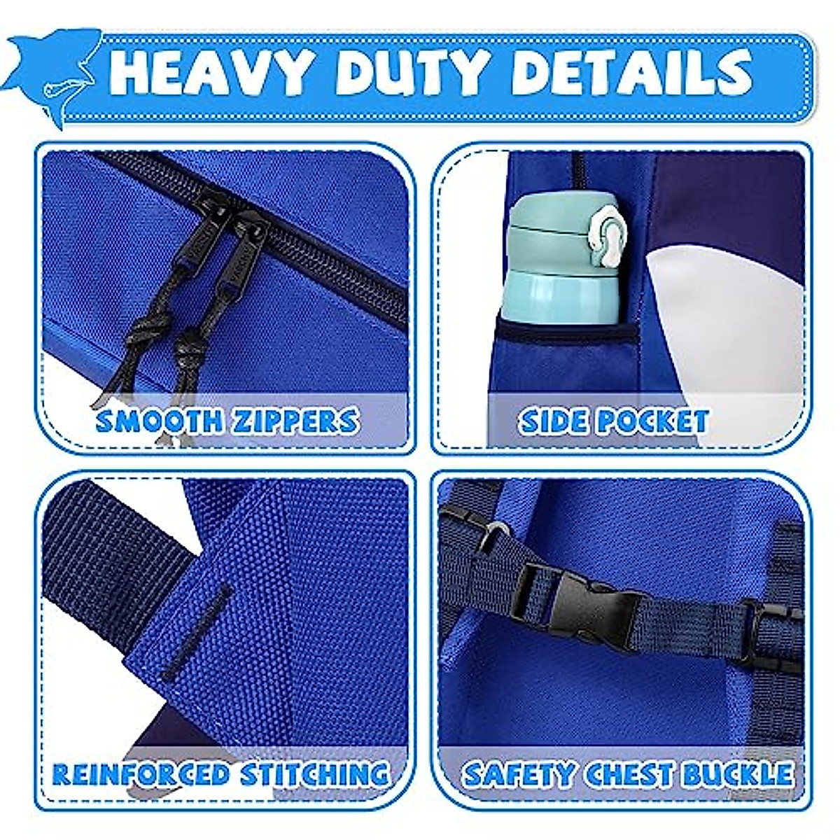 VASCHY Toddler Kids Backpacks, Cute Water Resistant Little Boys Daycare Bags for Kindergarten,Rucksack School bag Bookbag for Children Shark