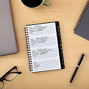 Juvale 2 Pack Spiral Password Notebook with Alphabetical Tabs, Internet Address Keeper Logbooks, Grey/Black (6x7 In)