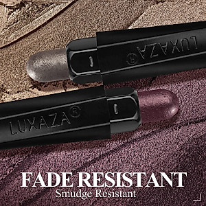 LUXAZA 3PCS Cream Eyeshadow Stick Sets,Neutral Metallic Makeup Pencil For Eyes,Eye Brightener Stick Highlighter Makeup,Waterproof & Long Lasting Eye Shadow Stick And Eyeliner Pen Set