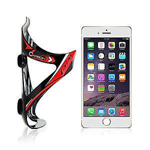 Wiel Lightweight Full Carbon Fiber Bicycle Bike Light Drink Water Bottle Cage Holder (Black Red)