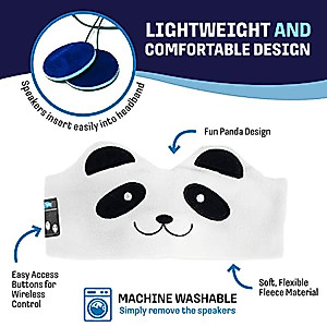 CozyPhones Over The Ear Headband Headphones - Kids Wireless Headphones Volume Limited with Thin Speakers & Super Soft Fleece Headband - Panda