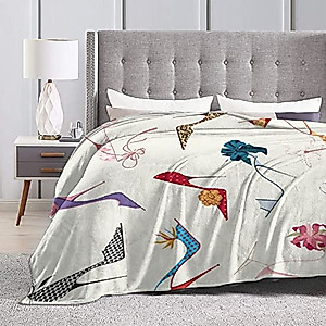 Ultra Soft Throw Blanket,Shoe High Heels Stiletto Luxury Flower Ribbon Women Pump Silhouette,Cozy Warm Flannel Fleece Blankets Lightweight Bedding Throws for Bed Couch Sofa Chair Home Decor 60"x50"