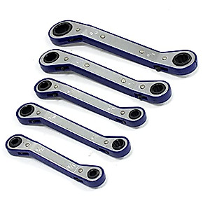 ARC-POWER 5 pc SAE Offset Ratcheting Box Closed End Wrench Set 6/12 Point 1/4" - 11/16"