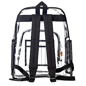 NiceAndGreat Heavy Duty Clear Backpack See Through PVC Stadium Security Transparent Workbag | Black