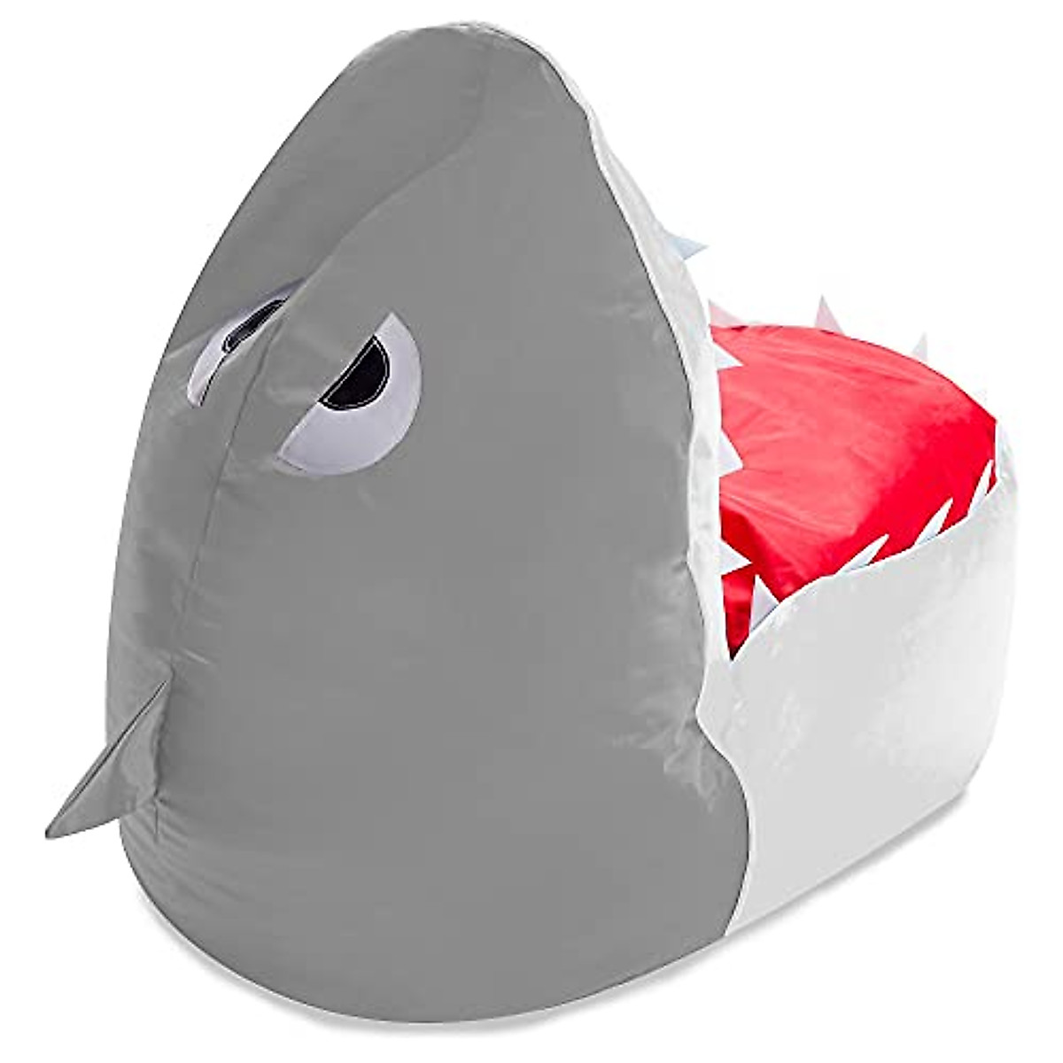 Posh Creations Stuffed Animal Chair for Kids, Toy Organizer, Cover Large 30" Children's Bean Bag, White Shark