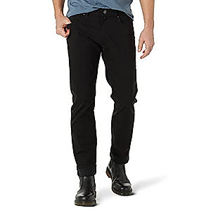 Lee Men's Extreme Motion Straight Fit 5 Pocket Pant, Union-All Black, 36W x 30L