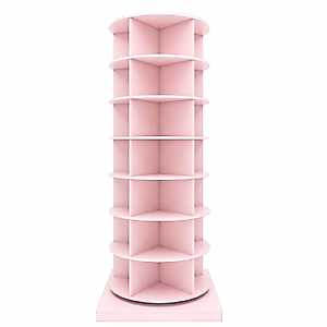 Maotifeys Rotating Shoe Rack Tower, 7-Tier Spinning Shoe Rack, Free Standing 360° Revolving Shoe Organizer Can Hold 28 Pairs of Shoes for Entryway Living Room Hallway (7-Tier, Pink)