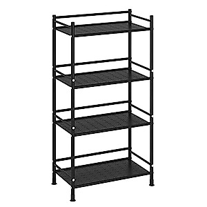 GHQME Metal Standing Bookshelf Space Saver, Storage Tower Rack for Kitchen Bathroom, Storage Shelving Unit Organizer, Outdoor Flower Stand Storage Rack Shelves Bookcase for Home Office