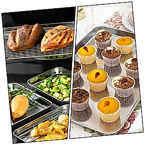 DOITOOL 1 Set Stainless Steel Bakeware Oven Grill Rack Oven Tray Bread Cooling Rack Home Baking Pan Oven Cookie Pan Metal Baking Pan Roasting Rack Drying Storage Tray Baking Accessories