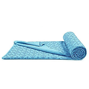 POKIVIR - Yoga Towel, Hot Yoga Mat Towel - Sweat Absorbing Non-Slip for Hot Yoga, Pilates and Workout, 24x72 inches with Upgraded Clover-Shaped Grip Dots (Light Blue)