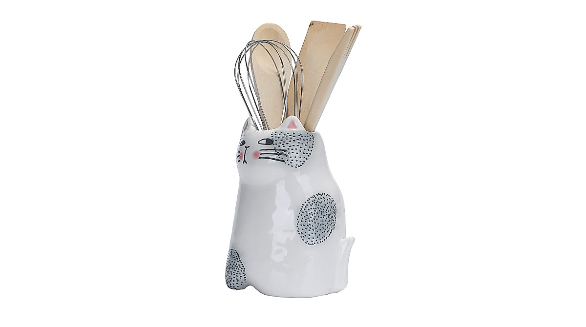 Bico Cartoon Cat Utensil Holder - Handpainted & Safe