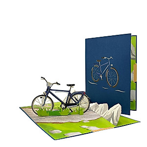 Niumcraft Pop Up Greeting Card Adventure Bicycle Nature Outdoor Camping Card Thank You Birthday Gift for Nature Bike Lover For Mom Dad Family Friend