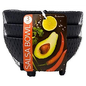 LavoHome 6 Pack of Salsa Bowls, Black Plastic Mexican Molcajete Chips Guacamole, Serving Dish, Sauce Cup, Side dish, Snack, Chips, Dip, Nuts or Candy. Great to use at any event